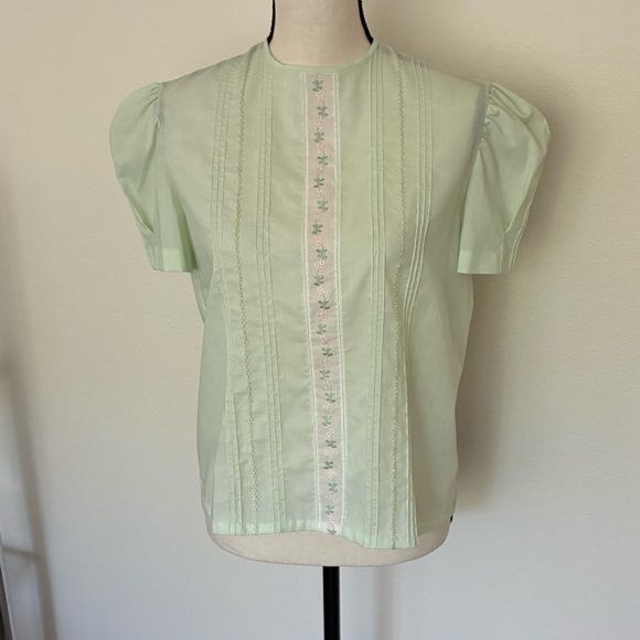 Vintage | Tops | Vintage Handmade Embroidered Cottagecore Top | Poshmark